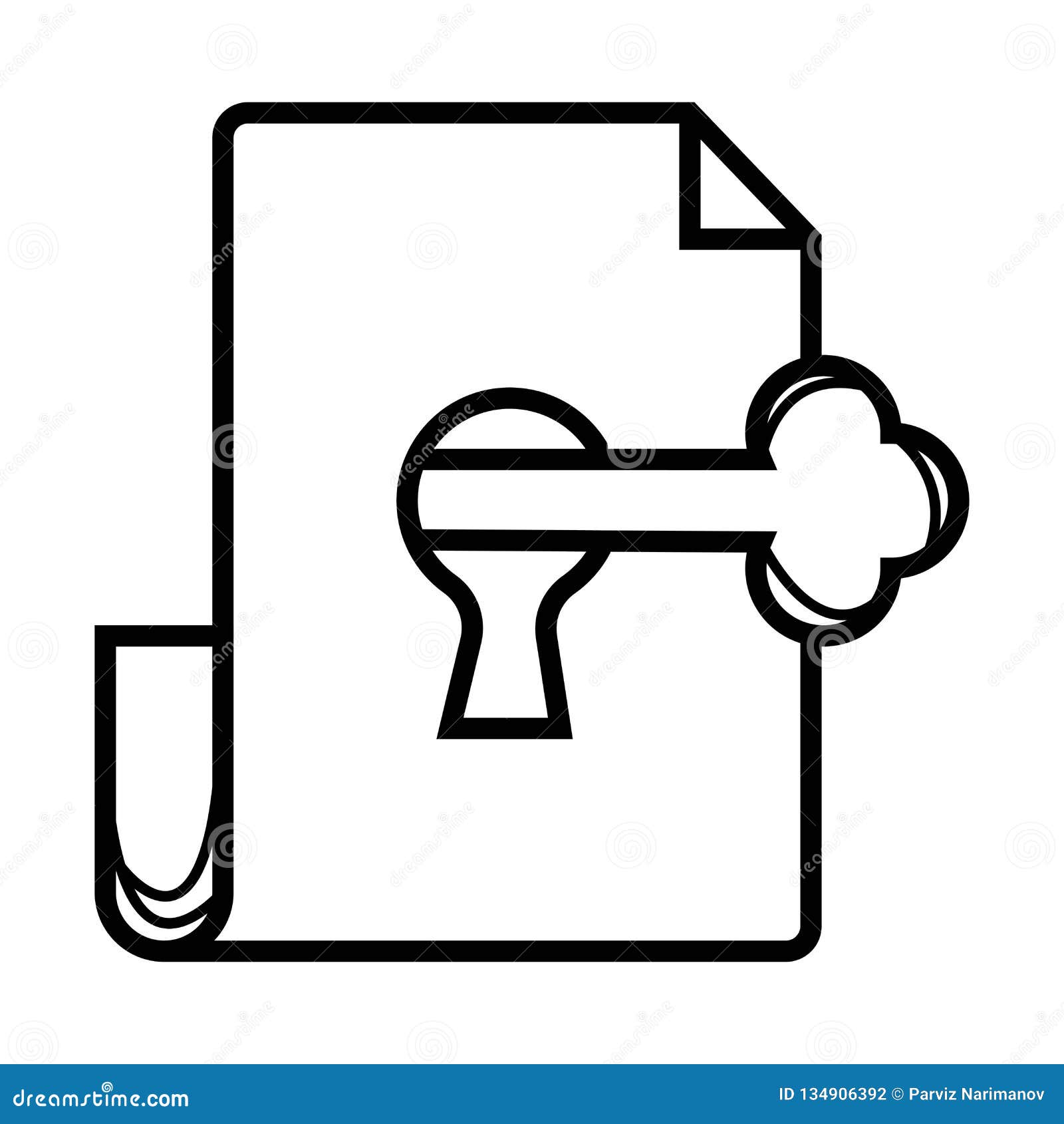 Document with key for icon stock illustration. Illustration of contract ...