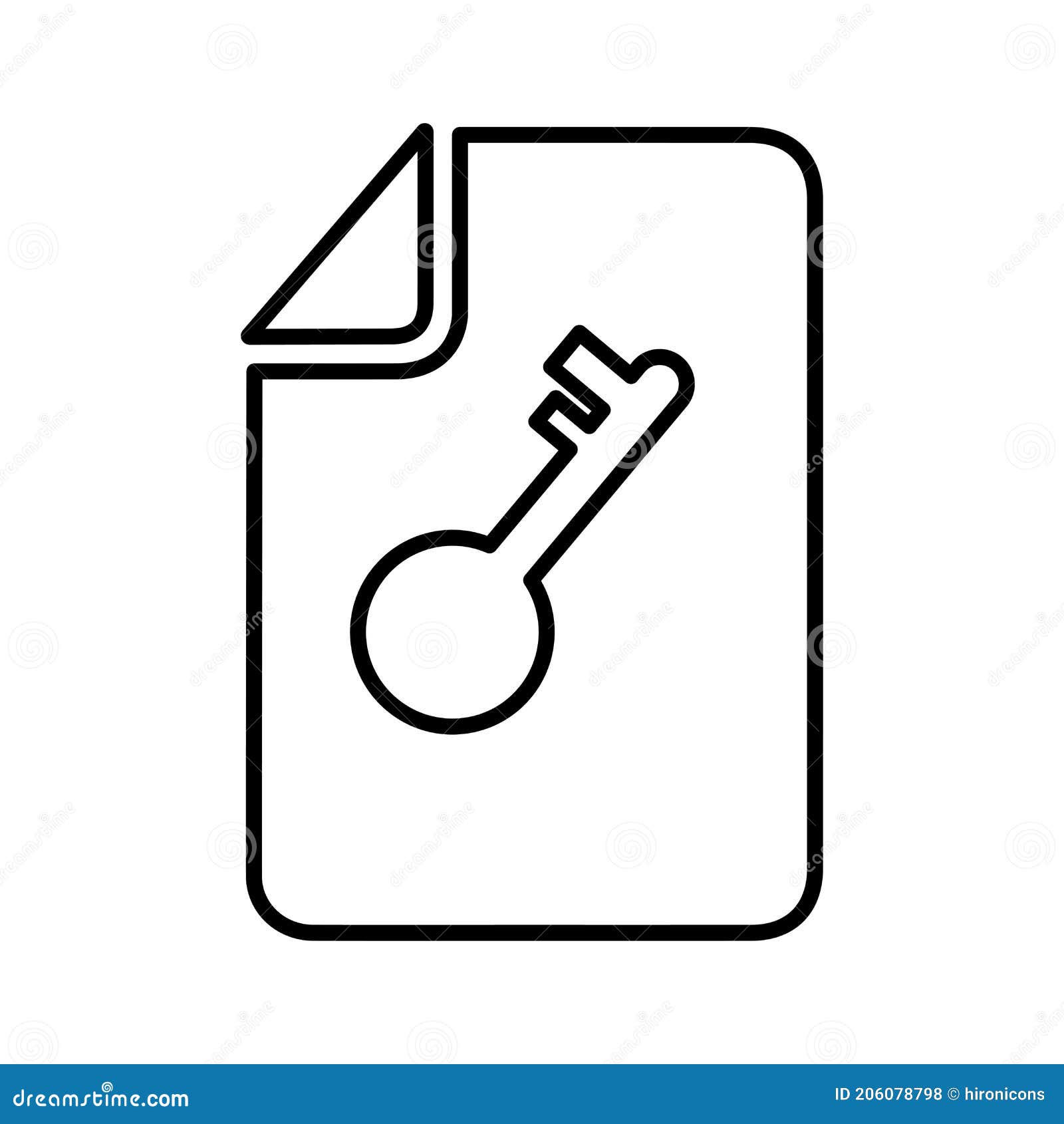 Document, Key Line Icon. Outline Vector Stock Vector - Illustration of ...