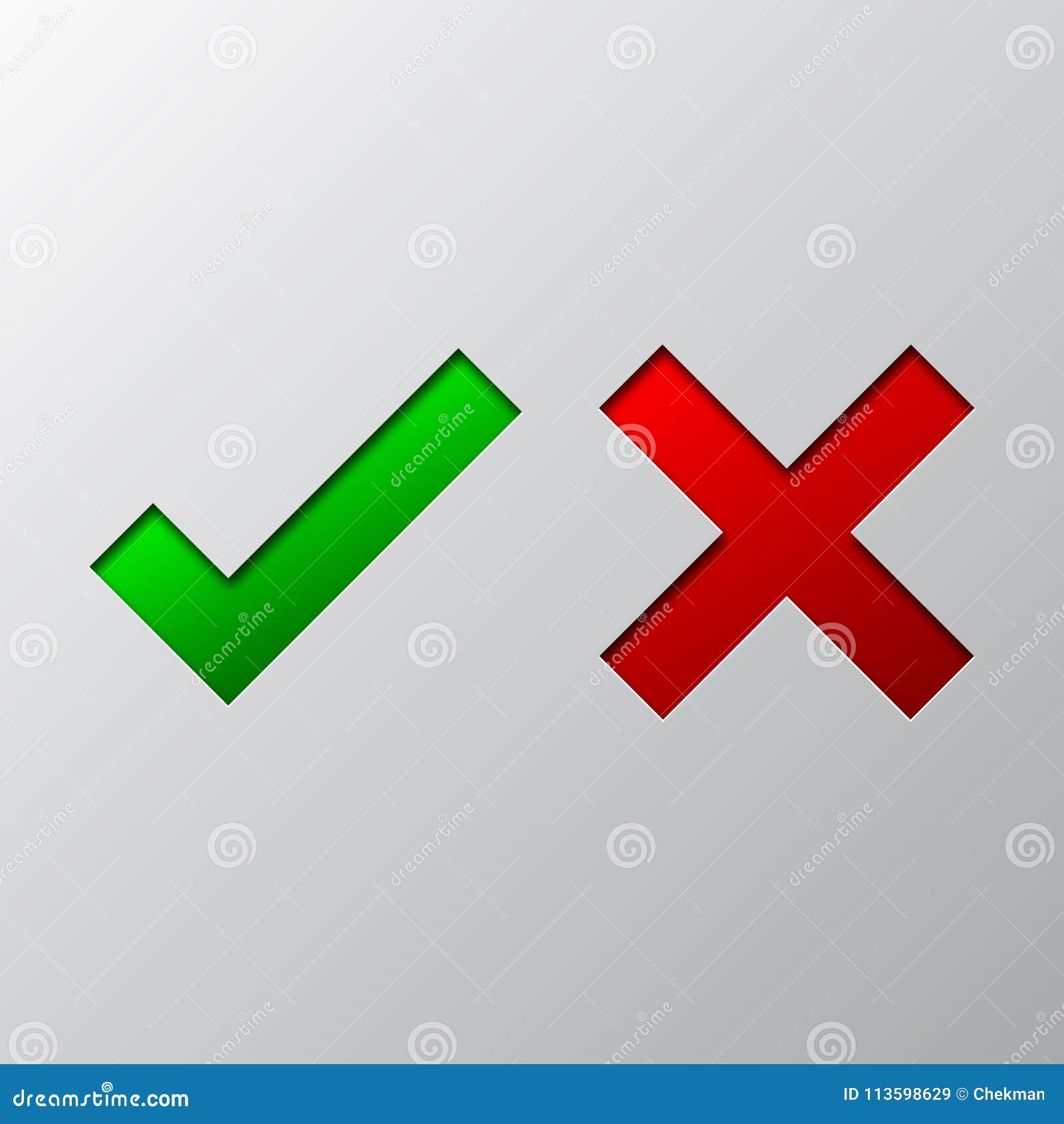 Document Kunst Van Het Vinkje En Het Kruis Vector Illustratie Stock ...