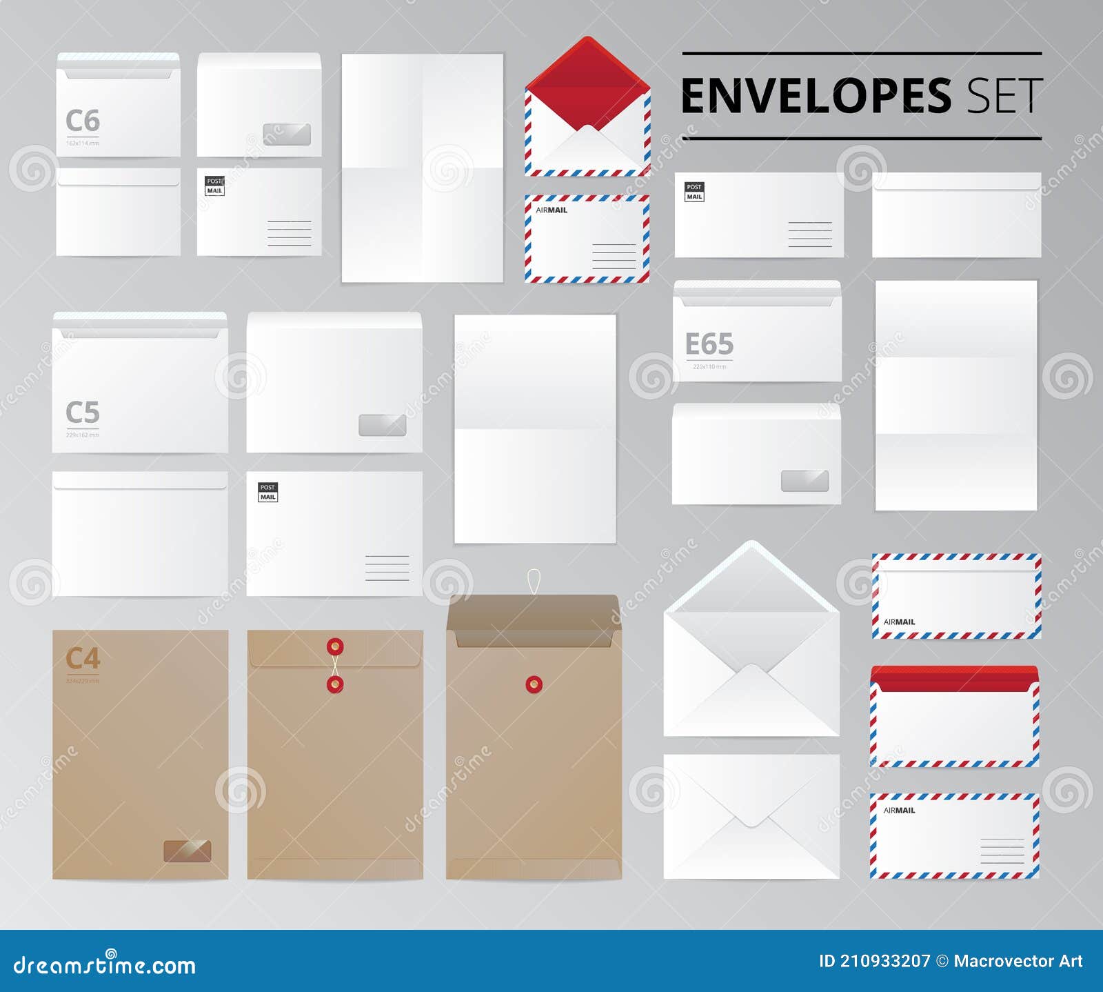 Document Letter Realistic Set Stock Vector - Illustration of frame ...