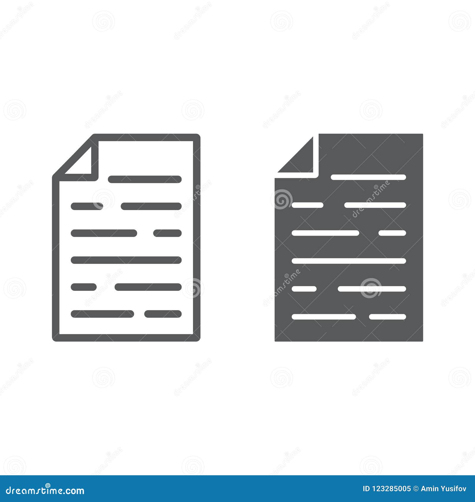 Document Line and Glyph Icon, Office and Work Stock Vector ...