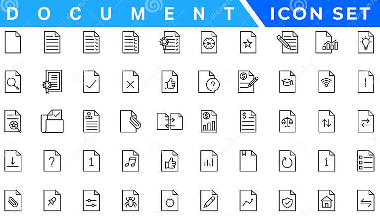 Document Line Icon Set. Documents Symbol Collection Stock Illustration ...
