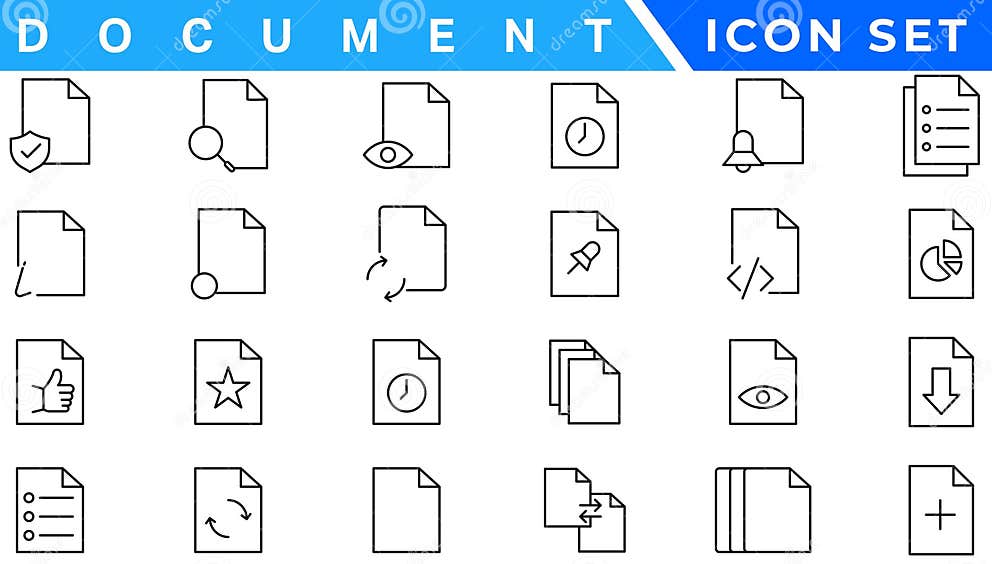 Document Line Icon Set. Documents Symbol Collection Stock Illustration ...