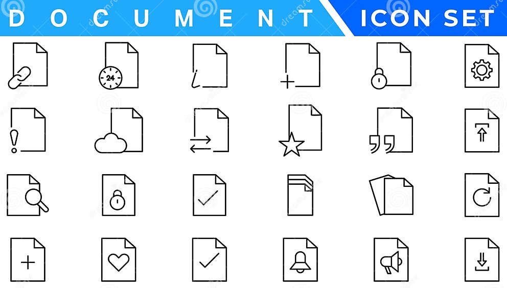 Document Line Icon Set. Documents Symbol Collection Stock Illustration ...