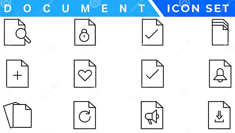 Document Line Icon Set. Documents Symbol Collection Stock Illustration ...