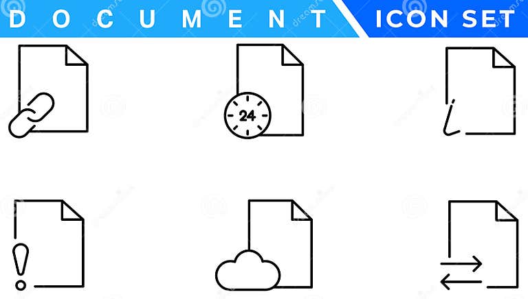 Document Line Icon Set. Documents Symbol Collection Stock Illustration ...