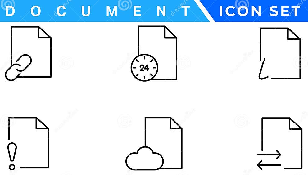 Document Line Icon Set. Documents Symbol Collection Stock Illustration ...