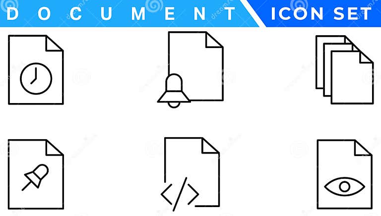 Document Line Icon Set. Documents Symbol Collection Stock Illustration ...