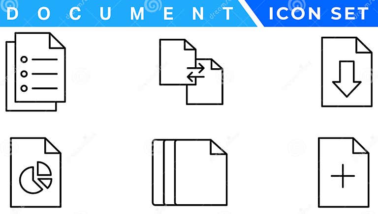 Document Line Icon Set. Documents Symbol Collection Stock Illustration ...