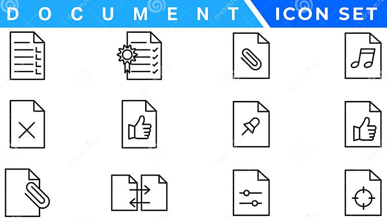 Document Line Icon Set. Documents Symbol Collection Stock Illustration ...