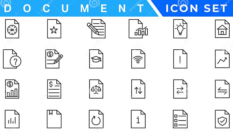 Document Line Icon Set. Documents Symbol Collection Stock Illustration ...