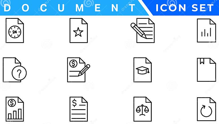 Document Line Icon Set. Documents Symbol Collection Stock Illustration ...