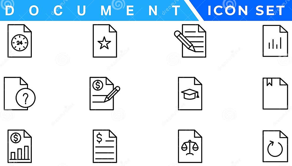 Document Line Icon Set. Documents Symbol Collection Stock Illustration ...