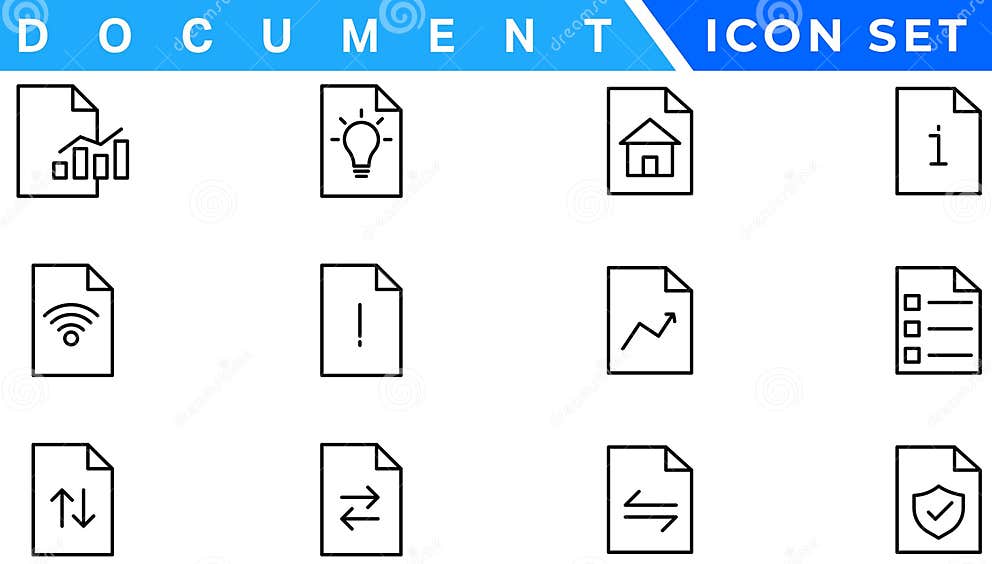 Document Line Icon Set. Documents Symbol Collection Stock Illustration ...