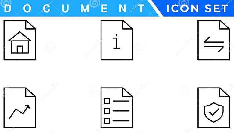 Document Line Icon Set. Documents Symbol Collection Stock Illustration ...