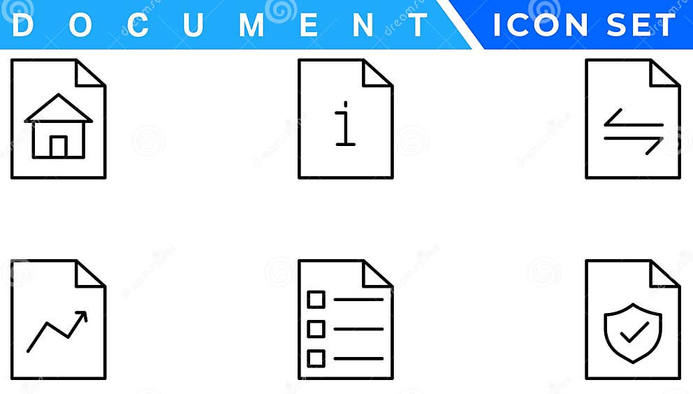 Document Line Icon Set. Documents Symbol Collection Stock Illustration ...