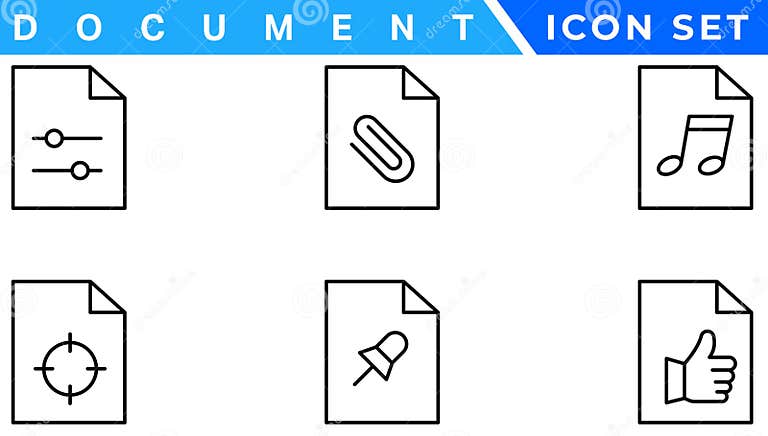 Document Line Icon Set. Documents Symbol Collection Stock Illustration ...