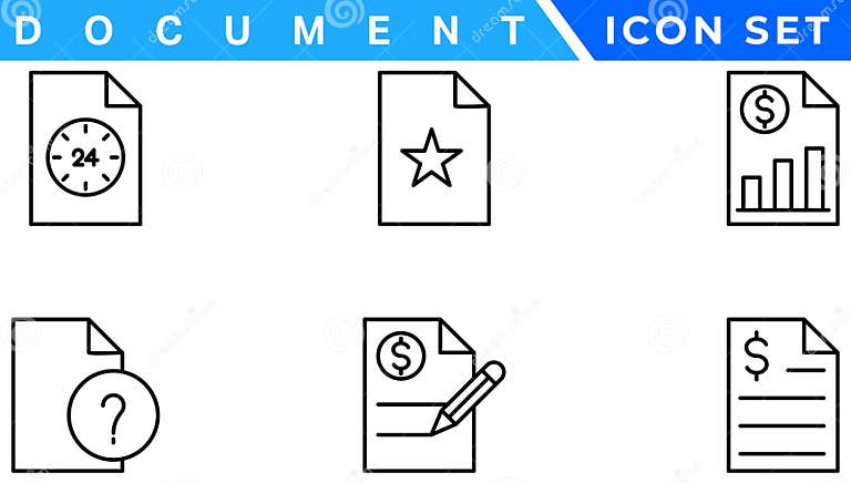 Document Line Icon Set. Documents Symbol Collection Stock Illustration ...