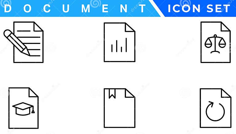 Document Line Icon Set. Documents Symbol Collection Stock Illustration ...