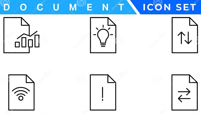 Document Line Icon Set. Documents Symbol Collection Stock Illustration ...