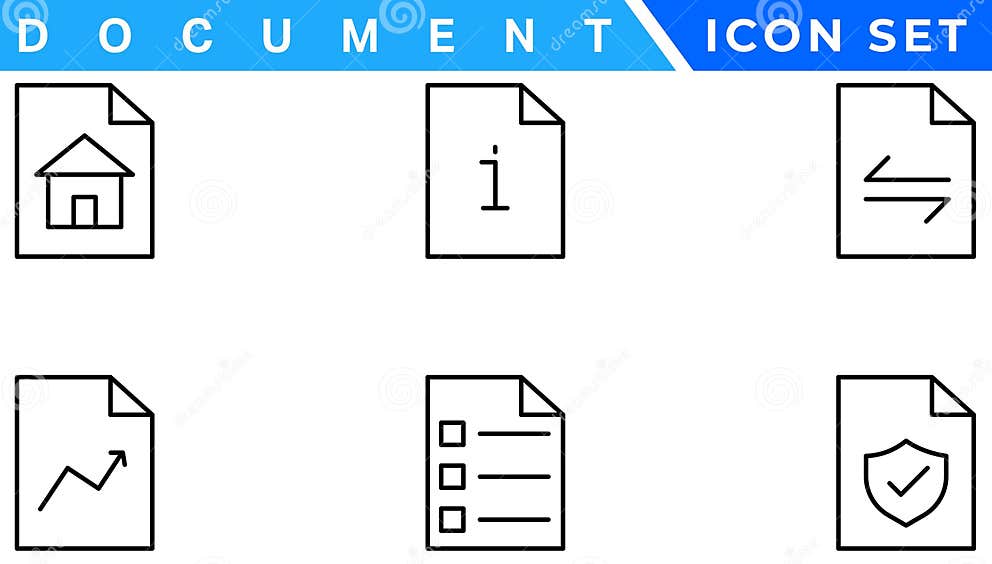 Document Line Icon Set. Documents Symbol Collection Stock Illustration ...