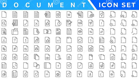 Document Line Icon Set. Documents Symbol Collection Stock Illustration ...