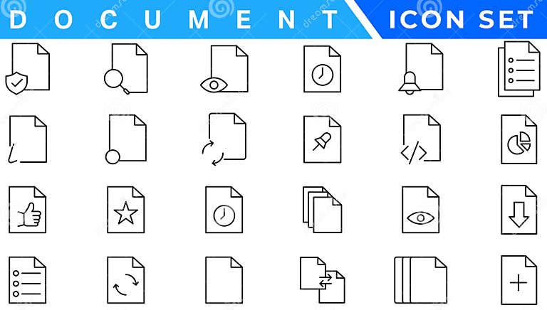 Document Line Icon Set. Documents Symbol Collection Stock Illustration ...