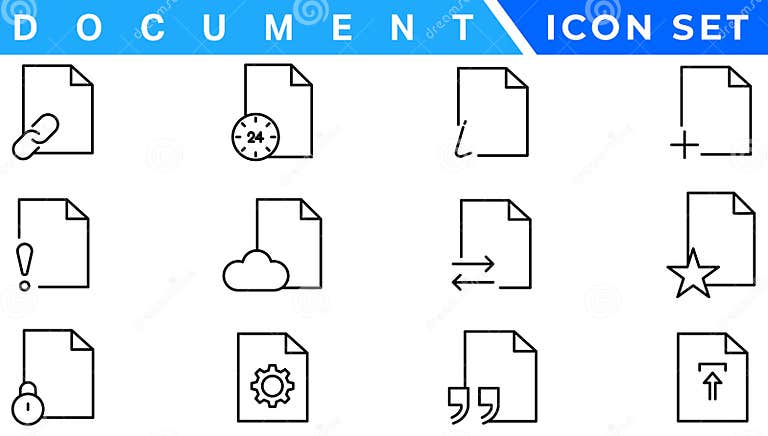 Document Line Icon Set. Documents Symbol Collection Stock Illustration ...