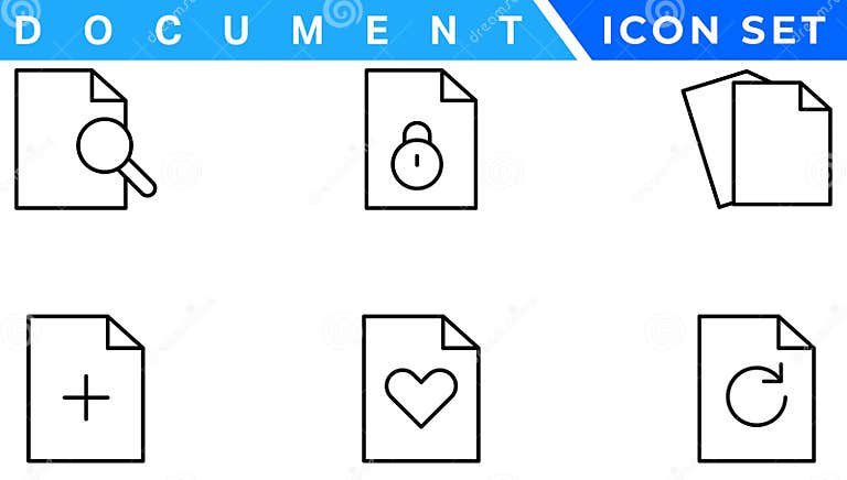 Document Line Icon Set. Documents Symbol Collection Stock Illustration ...