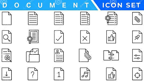 Document Line Icon Set. Documents Symbol Collection Stock Illustration ...