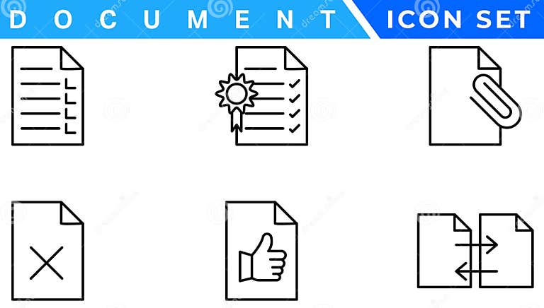 Document Line Icon Set. Documents Symbol Collection Stock Illustration ...