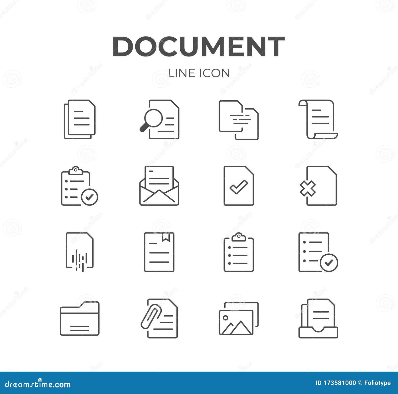 Document Line Icons Set stock vector. Illustration of bookmark - 173581000 Document Line Icons Set stock vector. Illustration of bookmark - 173581000