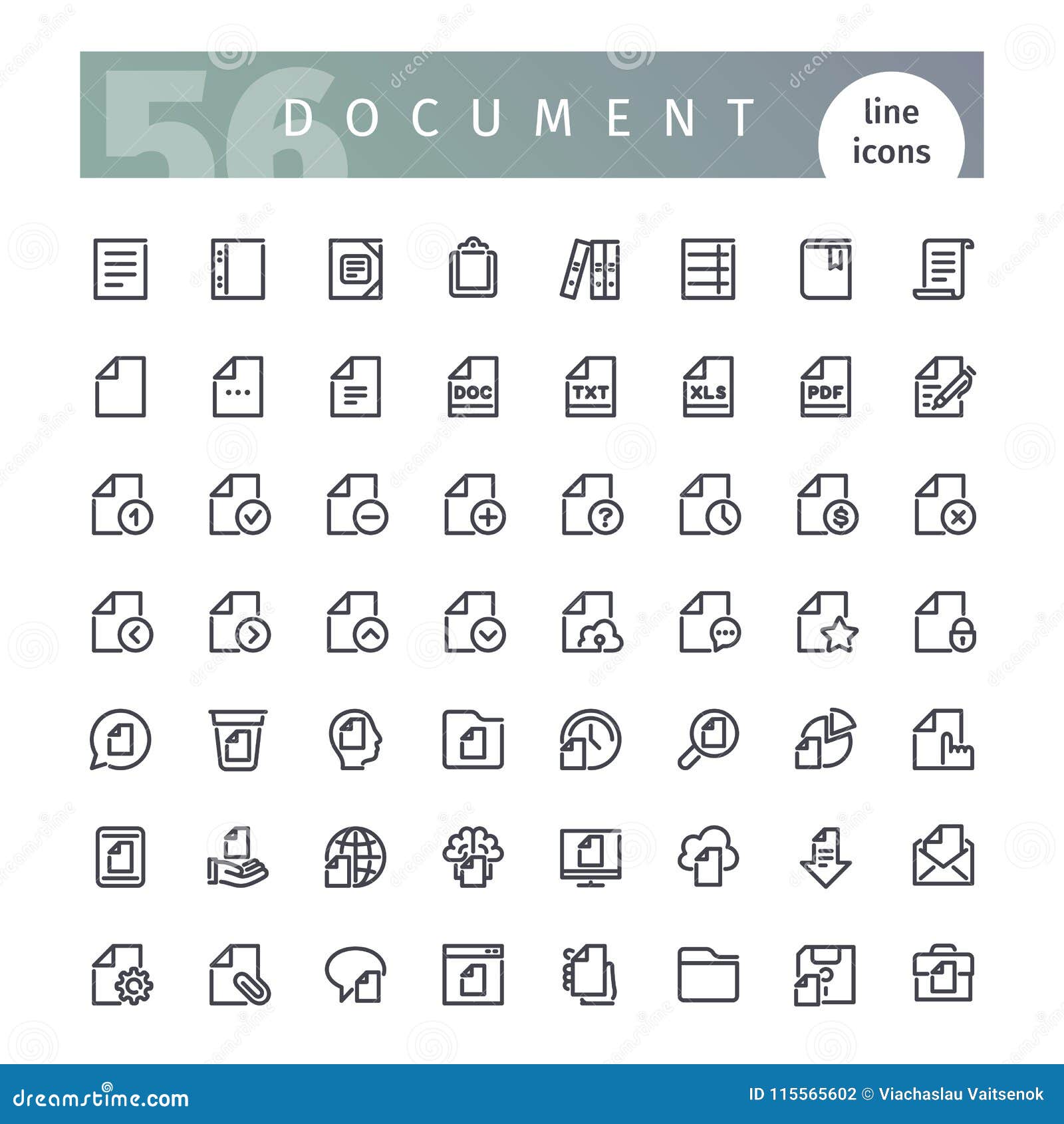 Document Line Icons Set stock vector. Illustration of book - 115565602