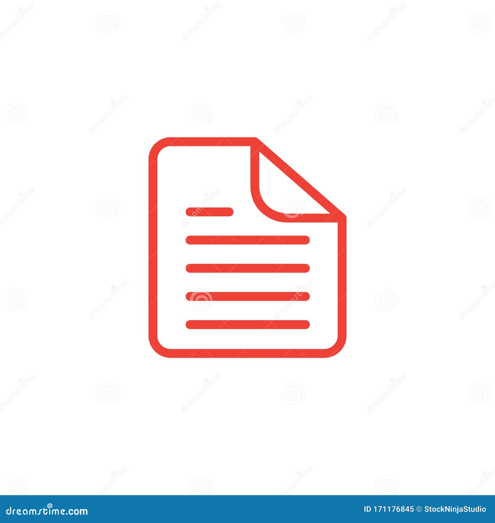 Document Line Red Icon on White Background. Red Flat Style Vector ...