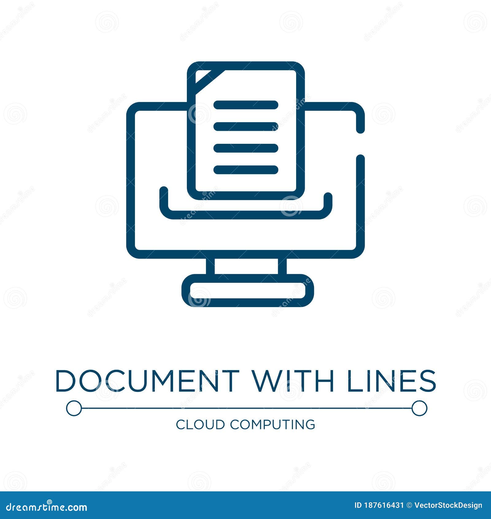Document with Lines Icon. Linear Vector Illustration from Computer and ...