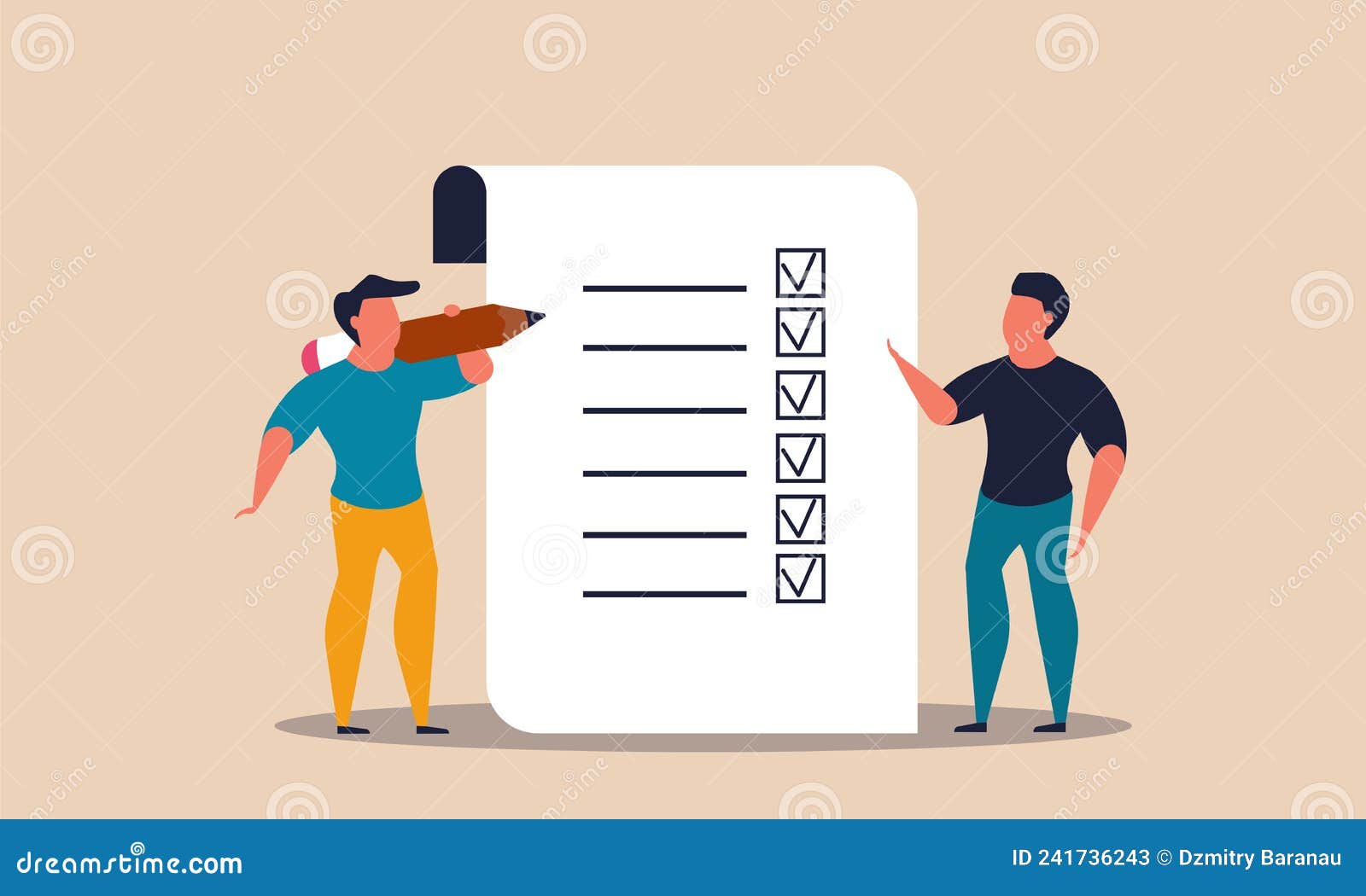 Document List Plan with People and Man Check Task. Completion Checklist ...