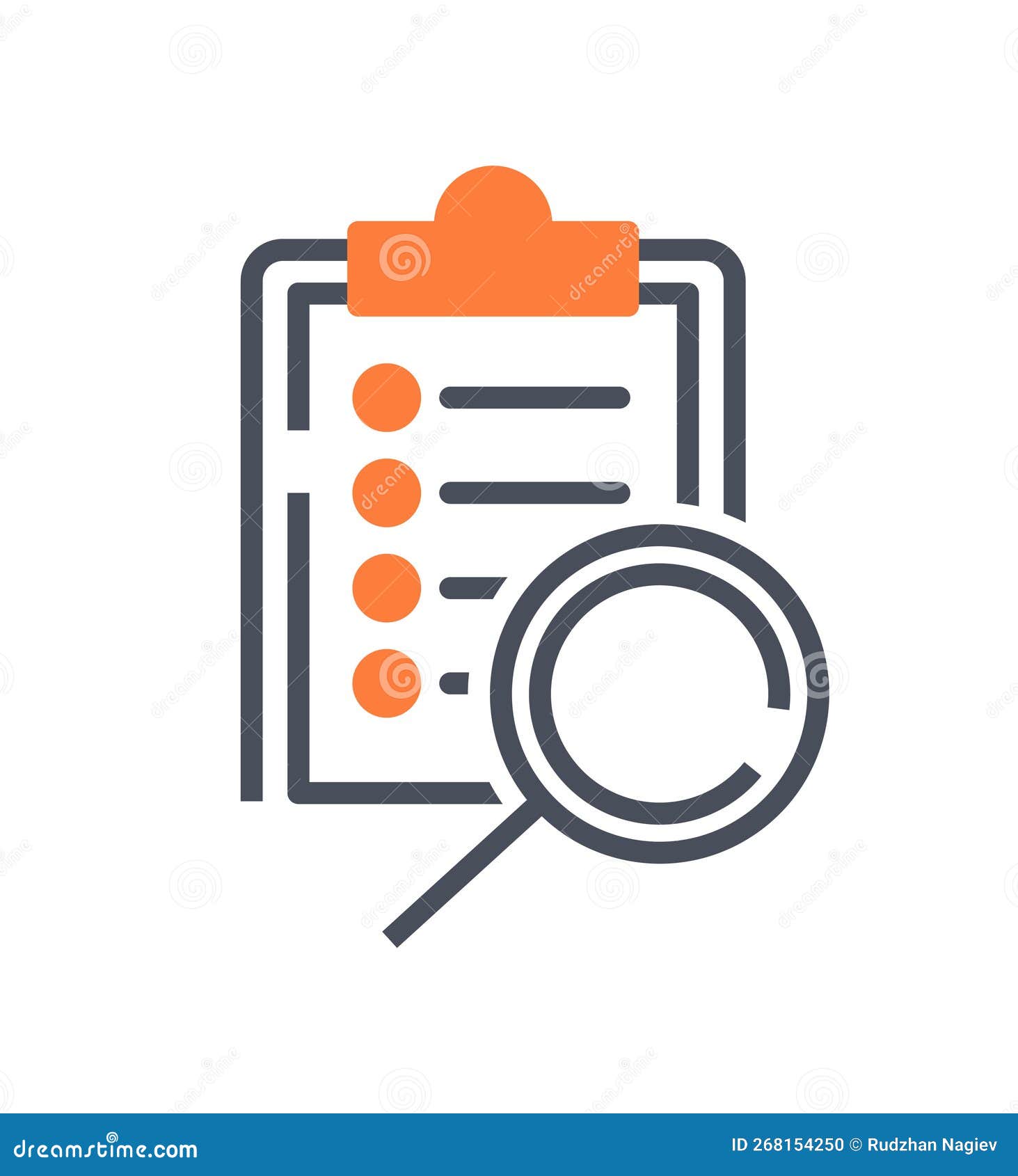 Document with Loupe Orange Icon Stock Vector - Illustration of concept ...