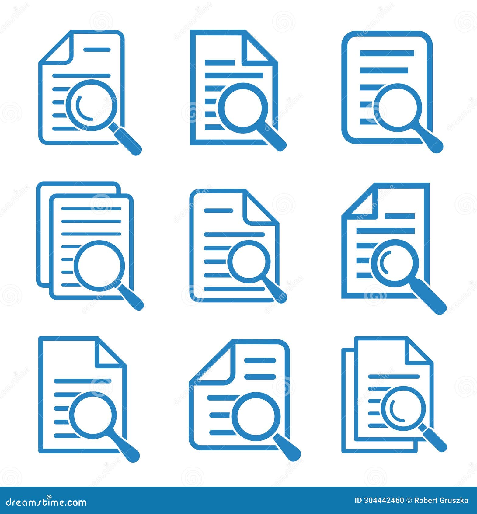 Document with Magnifying Glass Stock Illustration - Illustration of ...