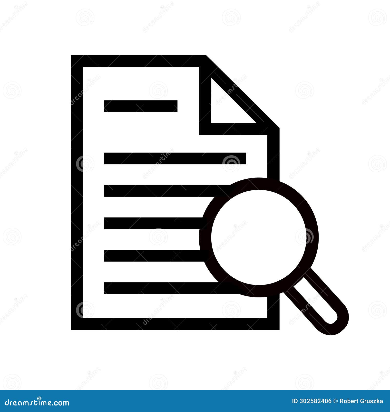 Document with Magnifying Glass Stock Vector - Illustration of symbol ...
