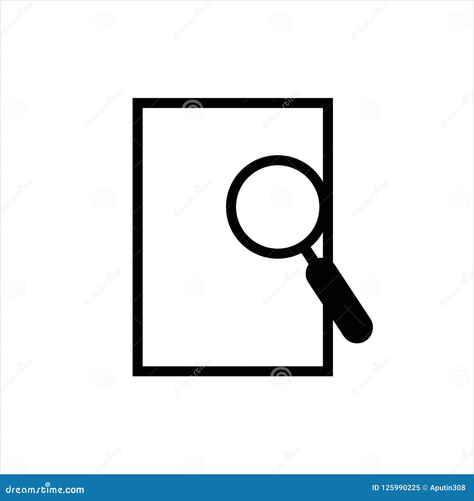 Document and Magnifying Glass Icon. Black Isolated Object Stock Vector ...