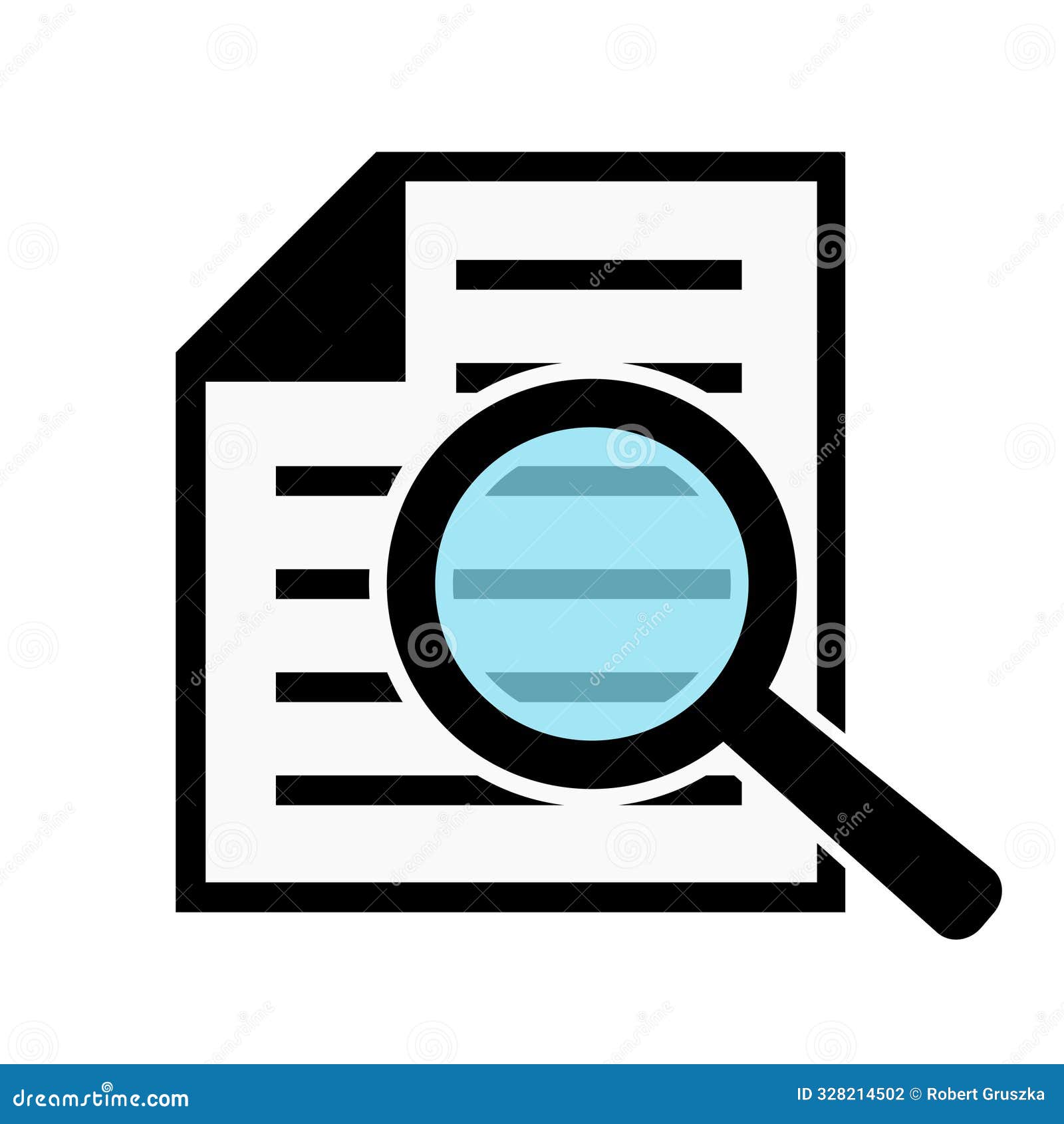 Document with Magnifying Glass. Stock Illustration - Illustration of ...