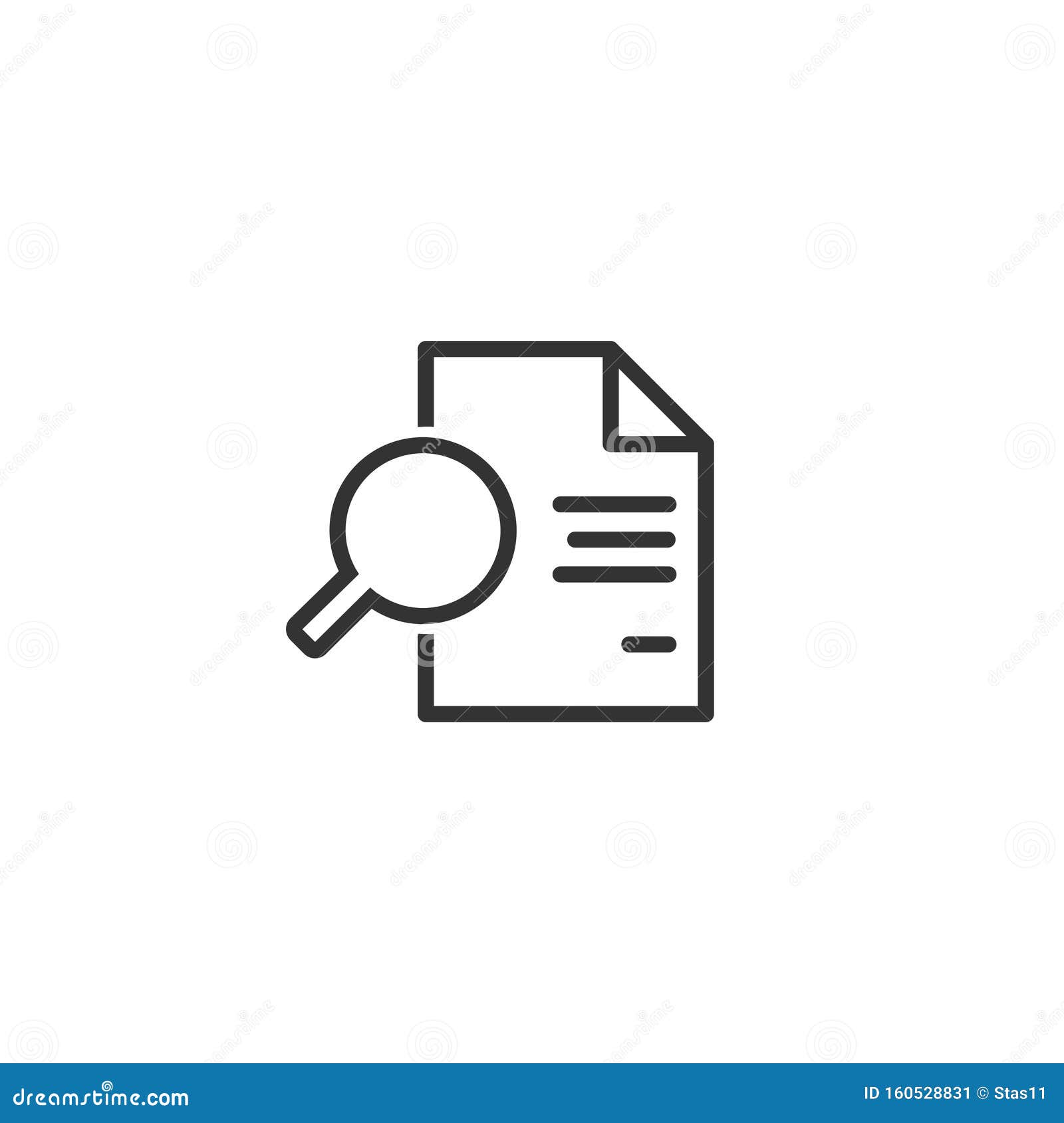 Document with Magnifying Glass Line Icon in Simple Design on a White ...