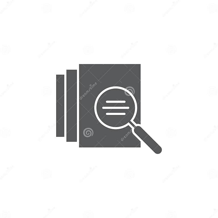 Document and Magnifying Glass Vector Icon Symbol Document Isolated on ...
