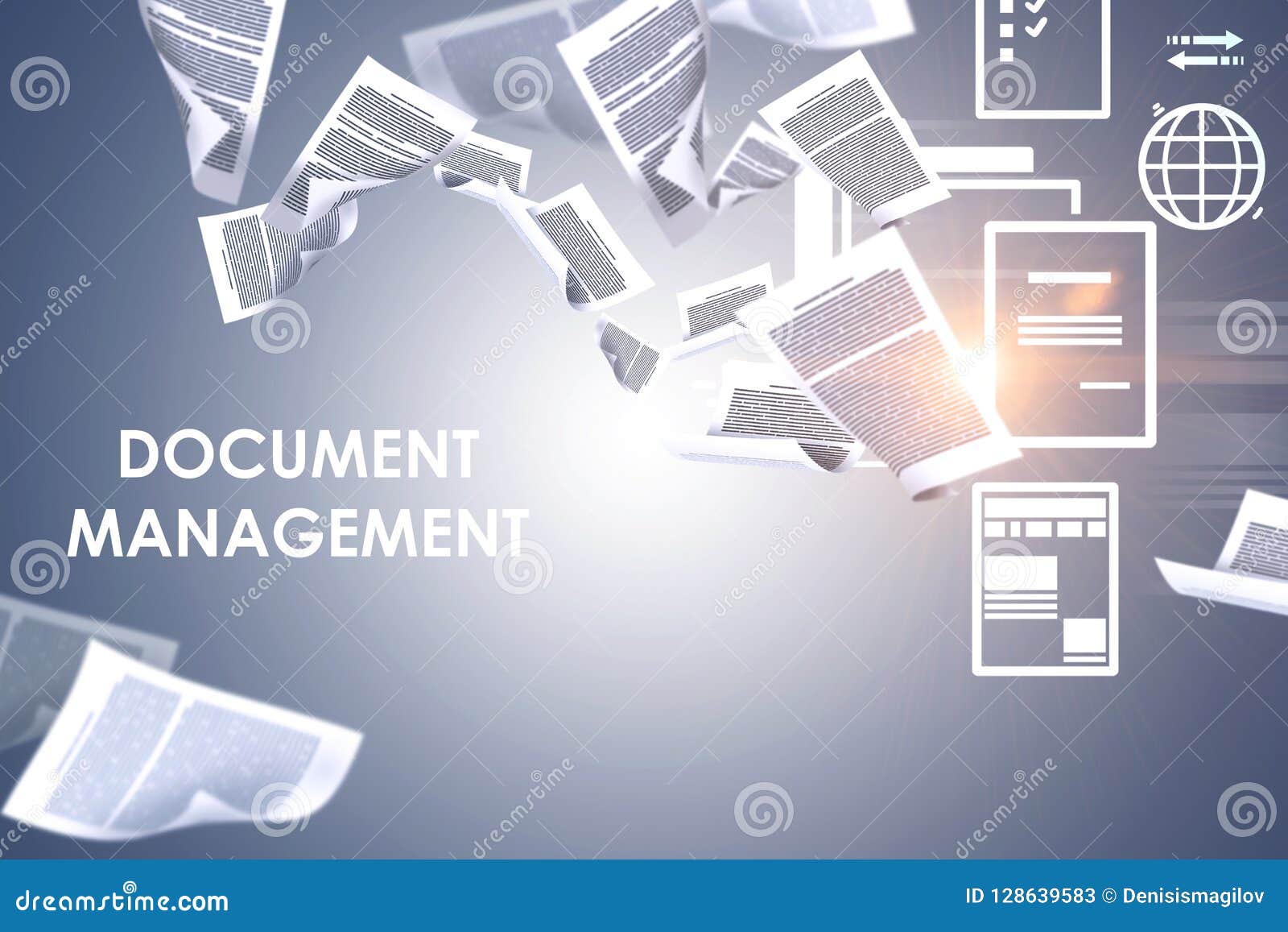 Document Management Concept, Gray Background Stock Illustration ...
