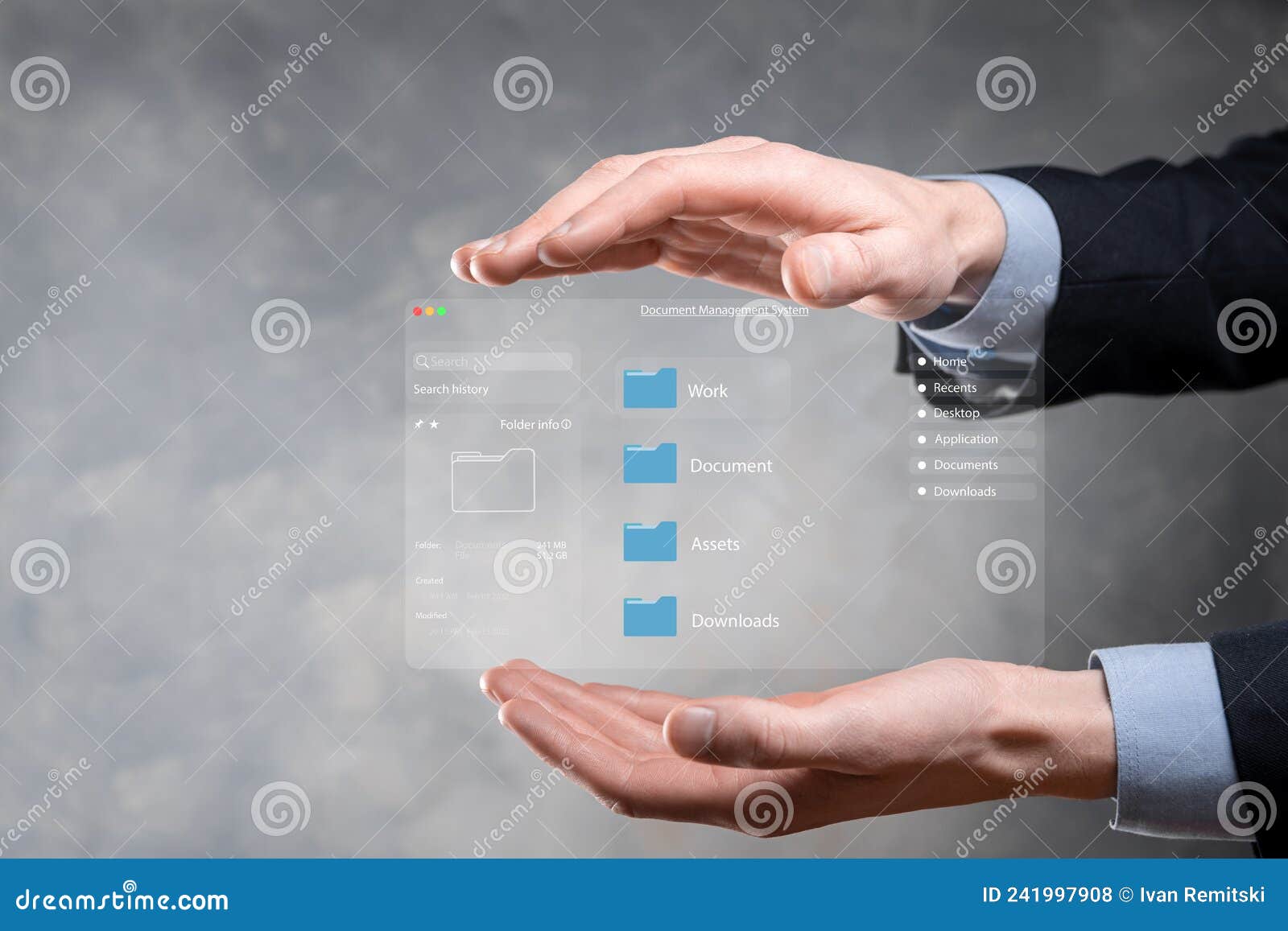 Document Management Concept. Virtual Screen Icons Document Management ...