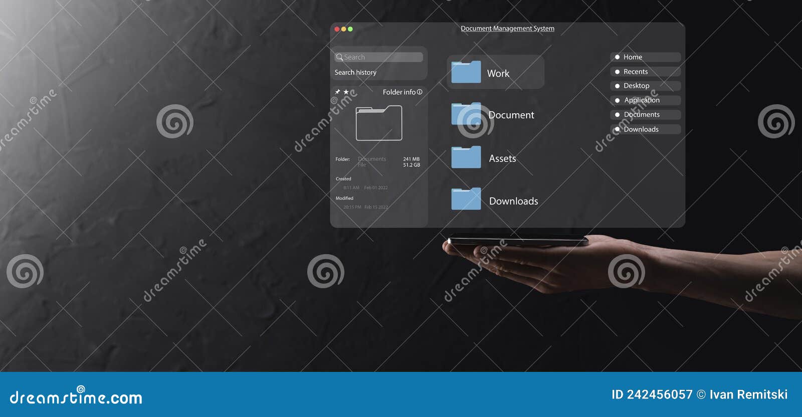 Document Management Concept. Virtual Screen Icons Document Management ...
