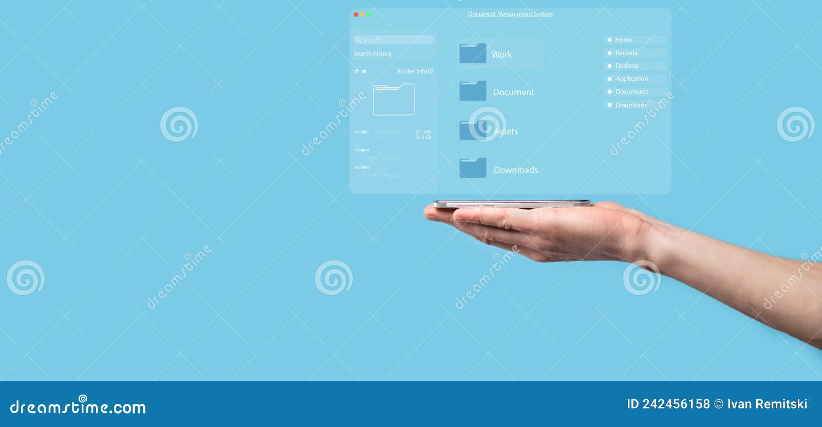Document Management Concept. Virtual Screen Icons Document Management ...