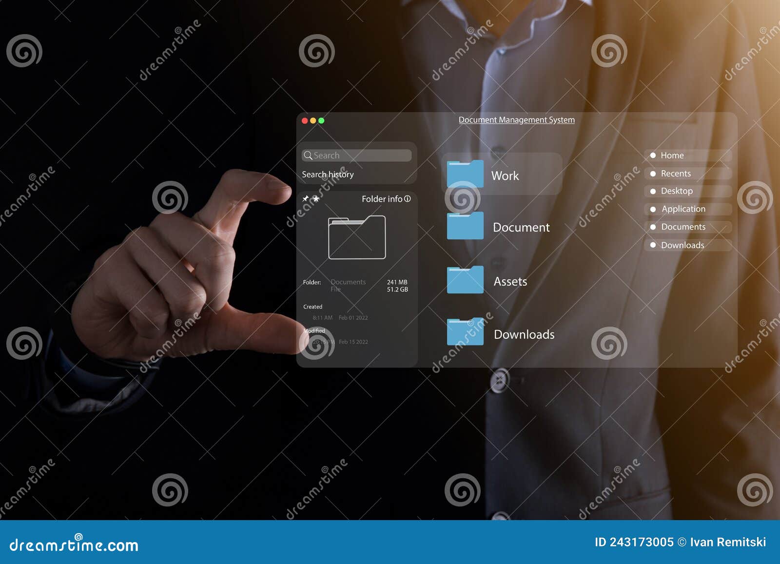 Document Management Concept. Virtual Screen Icons Document Management ...