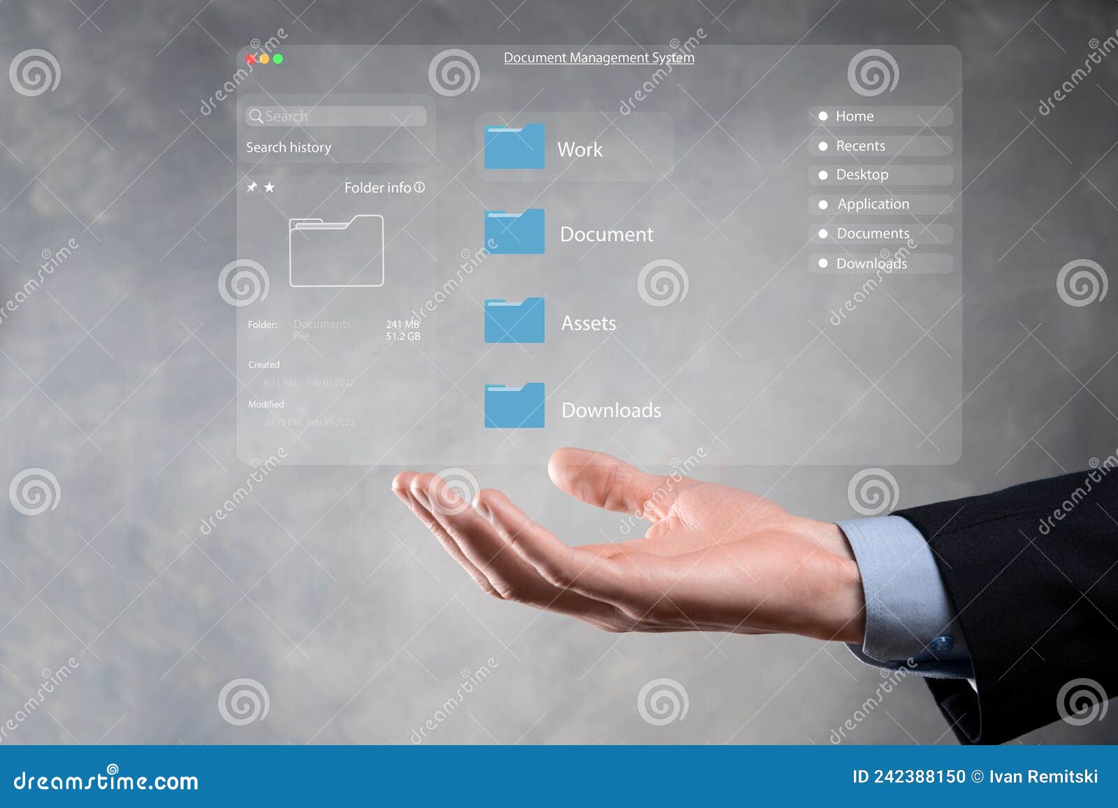 Document Management Concept. Virtual Screen Icons Document Management ...