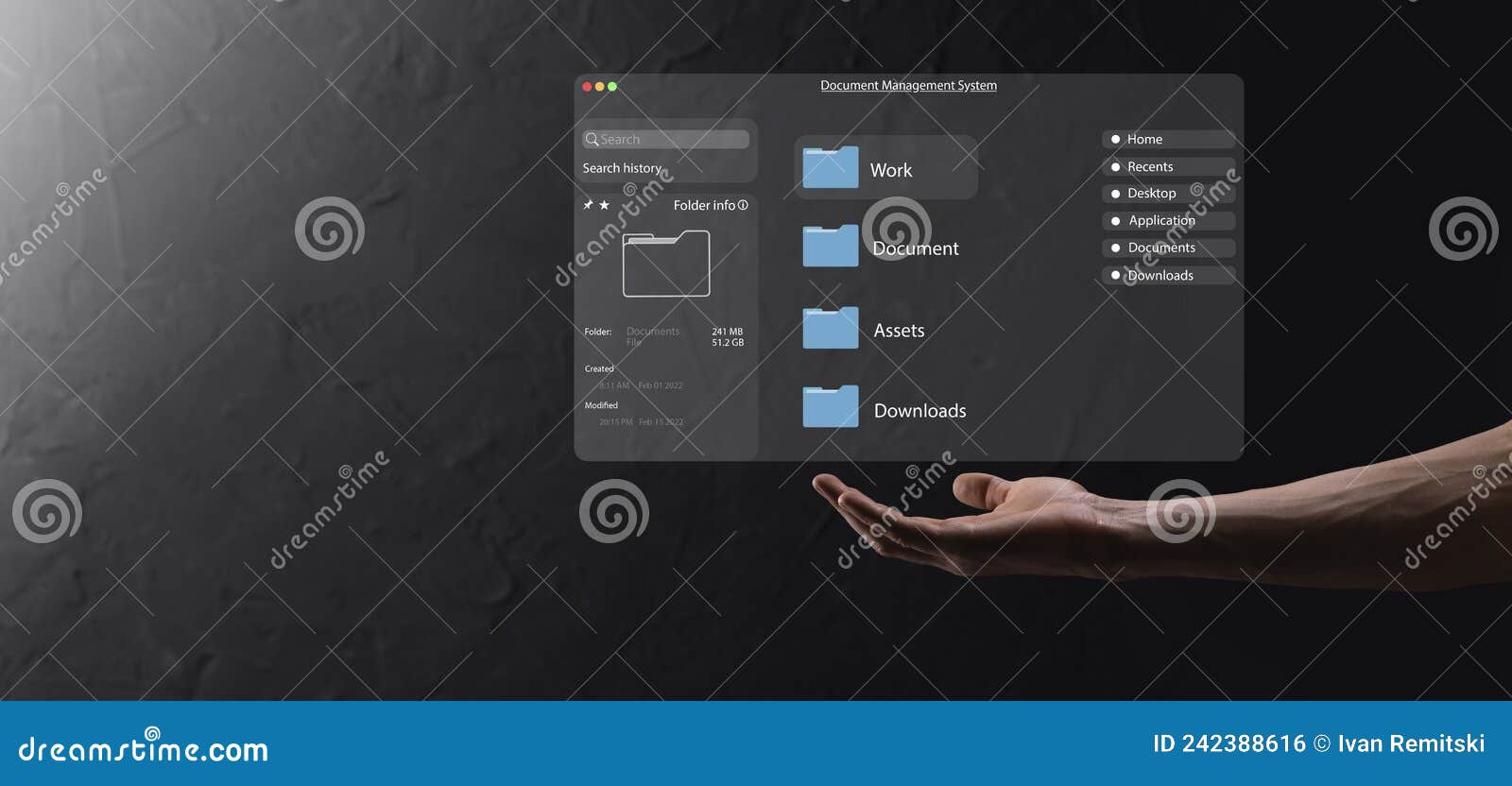 Document Management Concept. Virtual Screen Icons Document Management ...